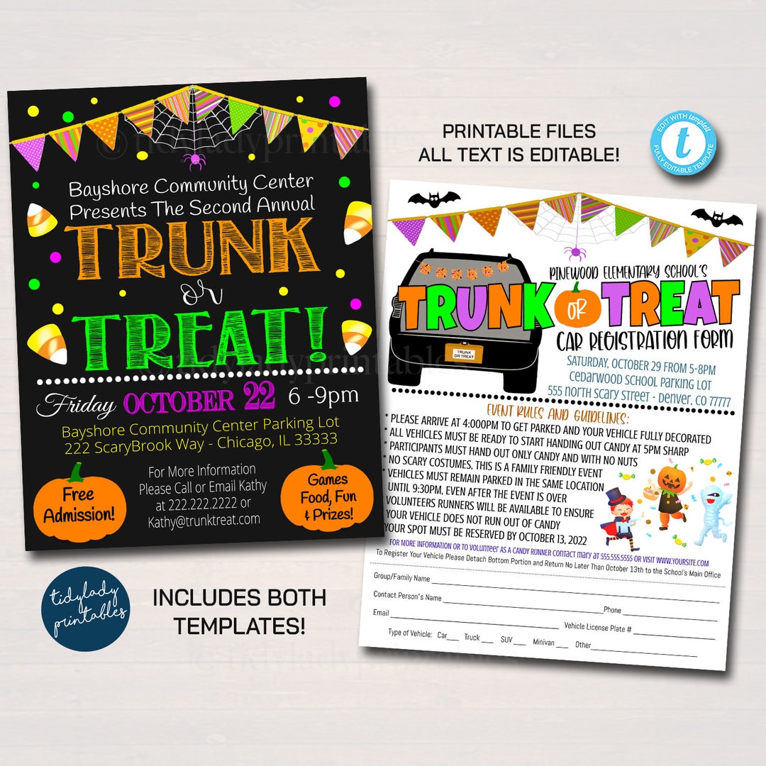 Editable Trunk or Treat Halloween Invitation Flyer (printable) - Etsy
