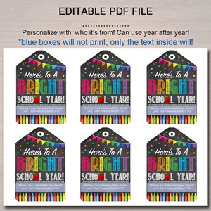 Editable Bright School Year Gift Tags: Teacher Student Gifts (instant ...