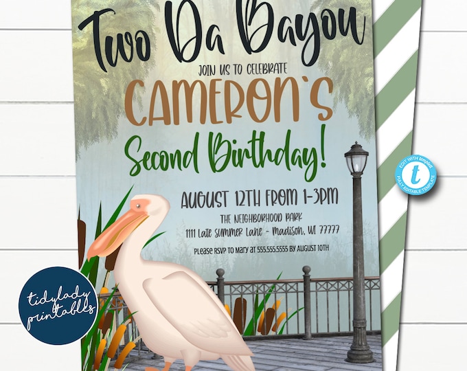 Two Da Bayou Birthday Invitation, Editable Kids Party, Cajun Birthday ...