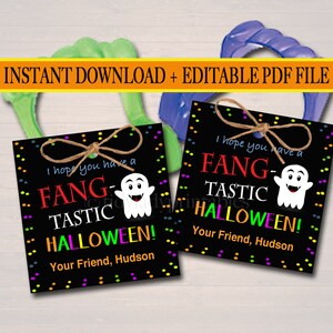EDITABLE Fang Tags, INSTANT DOWNLOAD, Printable Kids Non-candy Gift ...