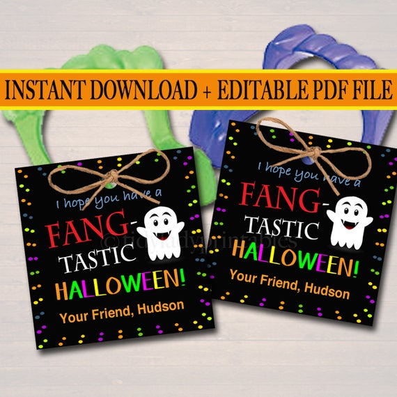 EDITABLE Fang Tags, INSTANT DOWNLOAD, Printable Kids Non-Candy Gift ...
