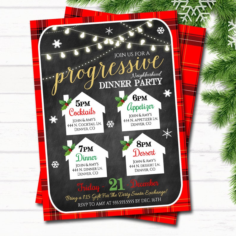 Editable Holiday Dinner Party Invitation: Chalkboard Style (instant ...