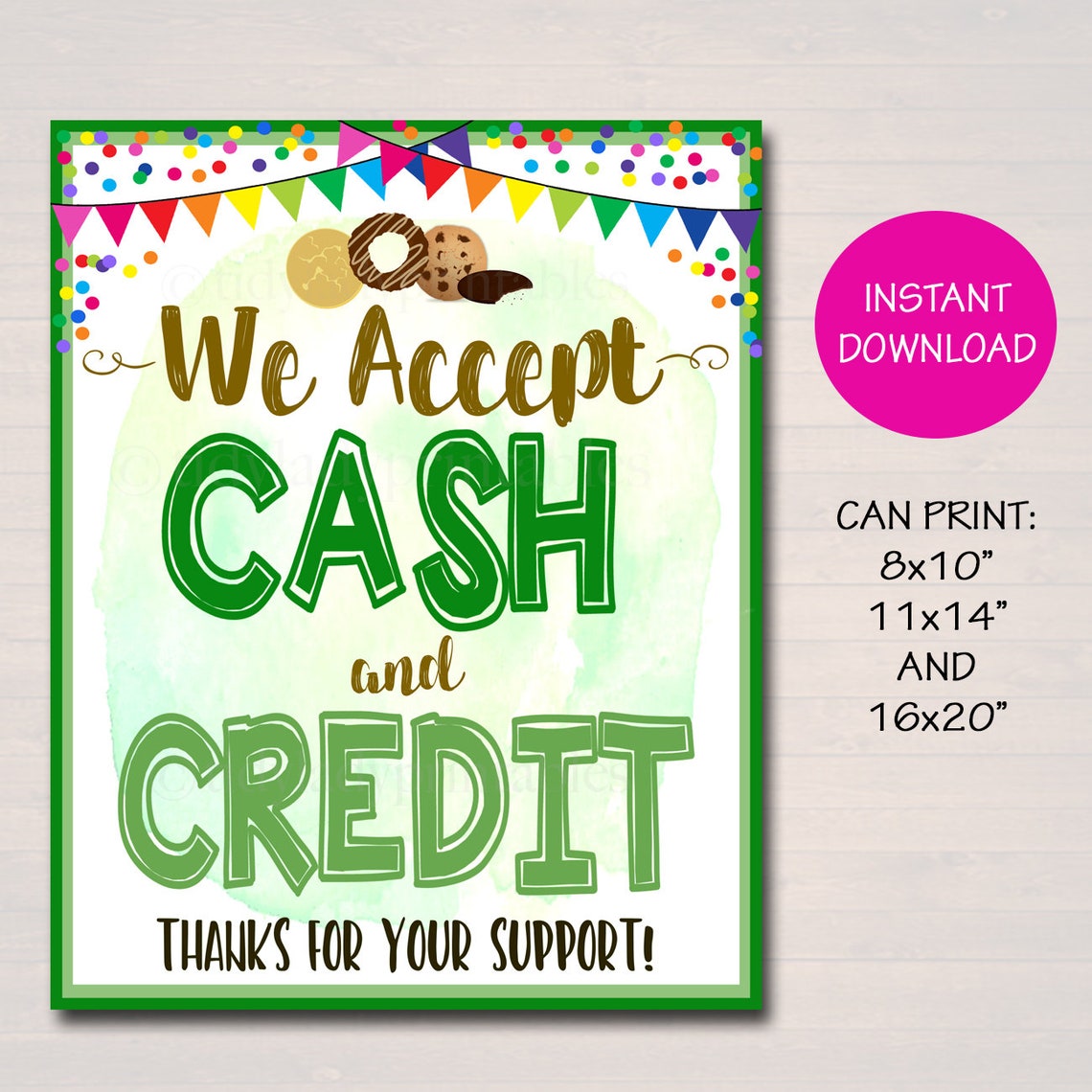 We Accept Payments Sign Cash and Credit Fundraising Booth - Etsy