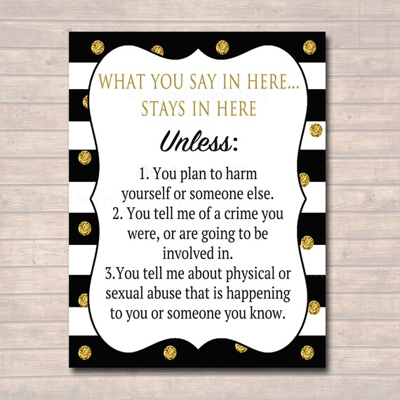 Professional Confidentiality Poster, Counselor Office Decor, Therapist ...