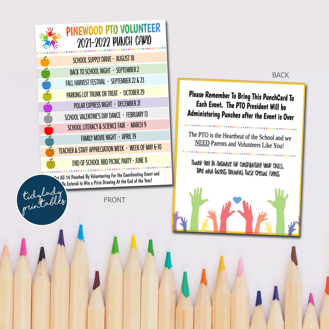 Editable PTO Volunteer Punch Card Template (digital Download) - Etsy