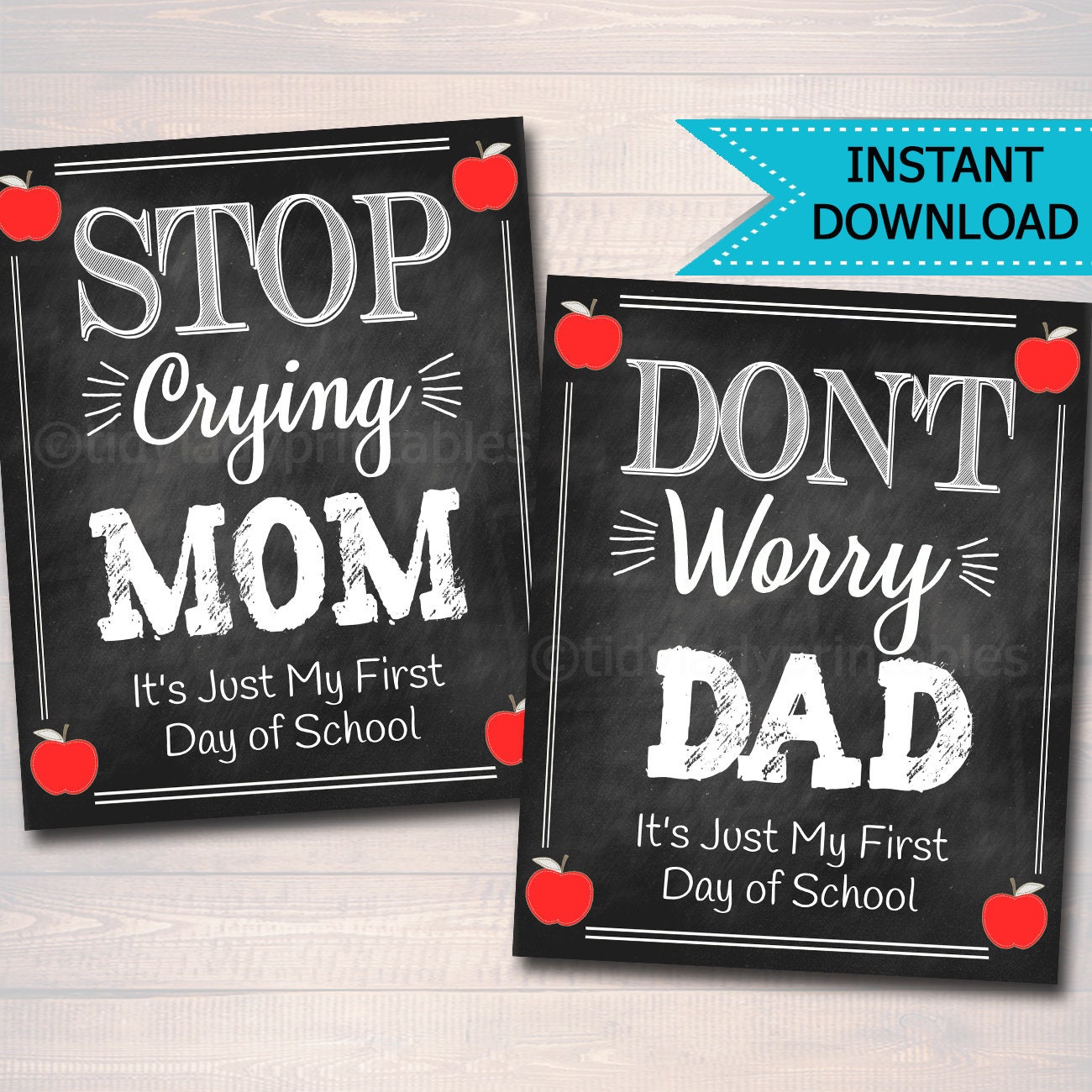 First Day of School Photo Prop: Funny Mom & Dad Chalkboard Signs ...