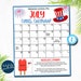 EDITABLE July Events Calendar, Summer PTO PTA Printable Handout, School ...