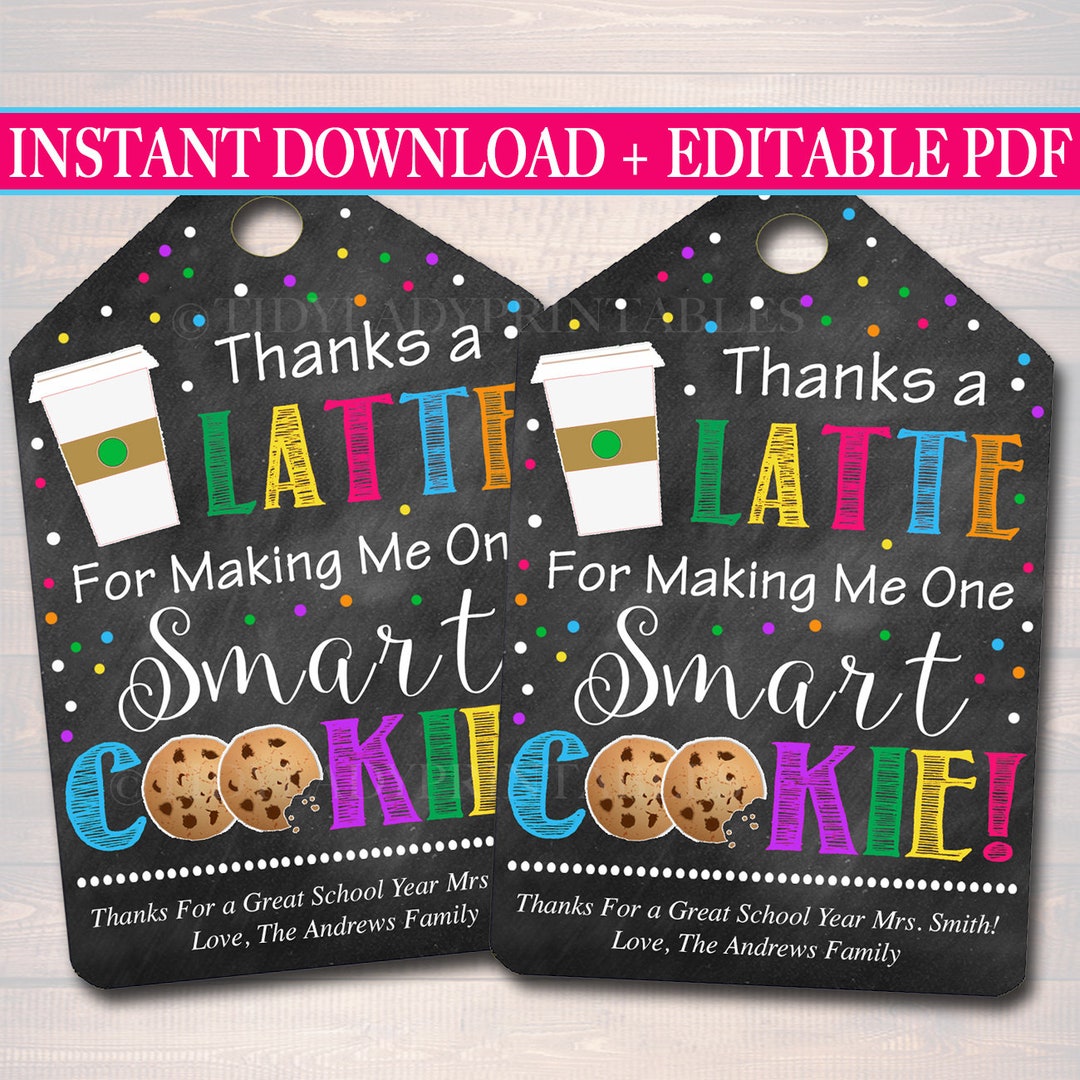 EDITABLE Coffee Cookie Gift Tags, Staff Teacher Appreciation Week Gift ...