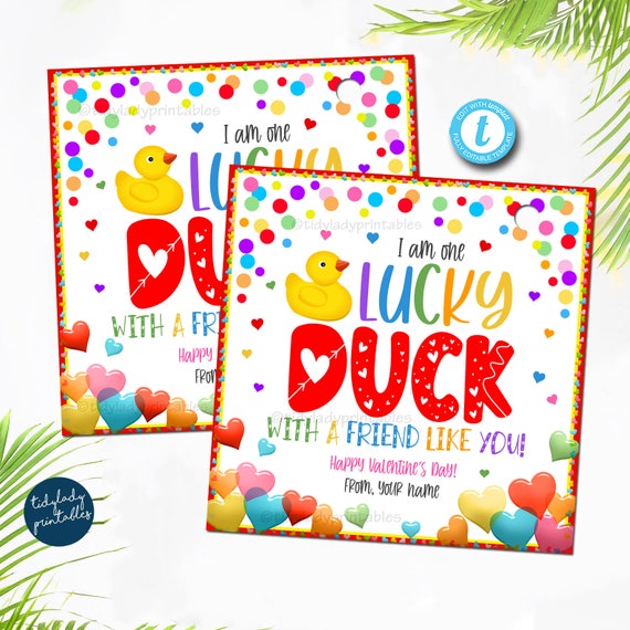 EDITABLE Rubber Duck Valentine's Day Gift Tags, Daycare Friend ...