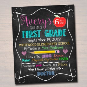 First Day of School Sign Back to School Chalkboard Poster - Etsy