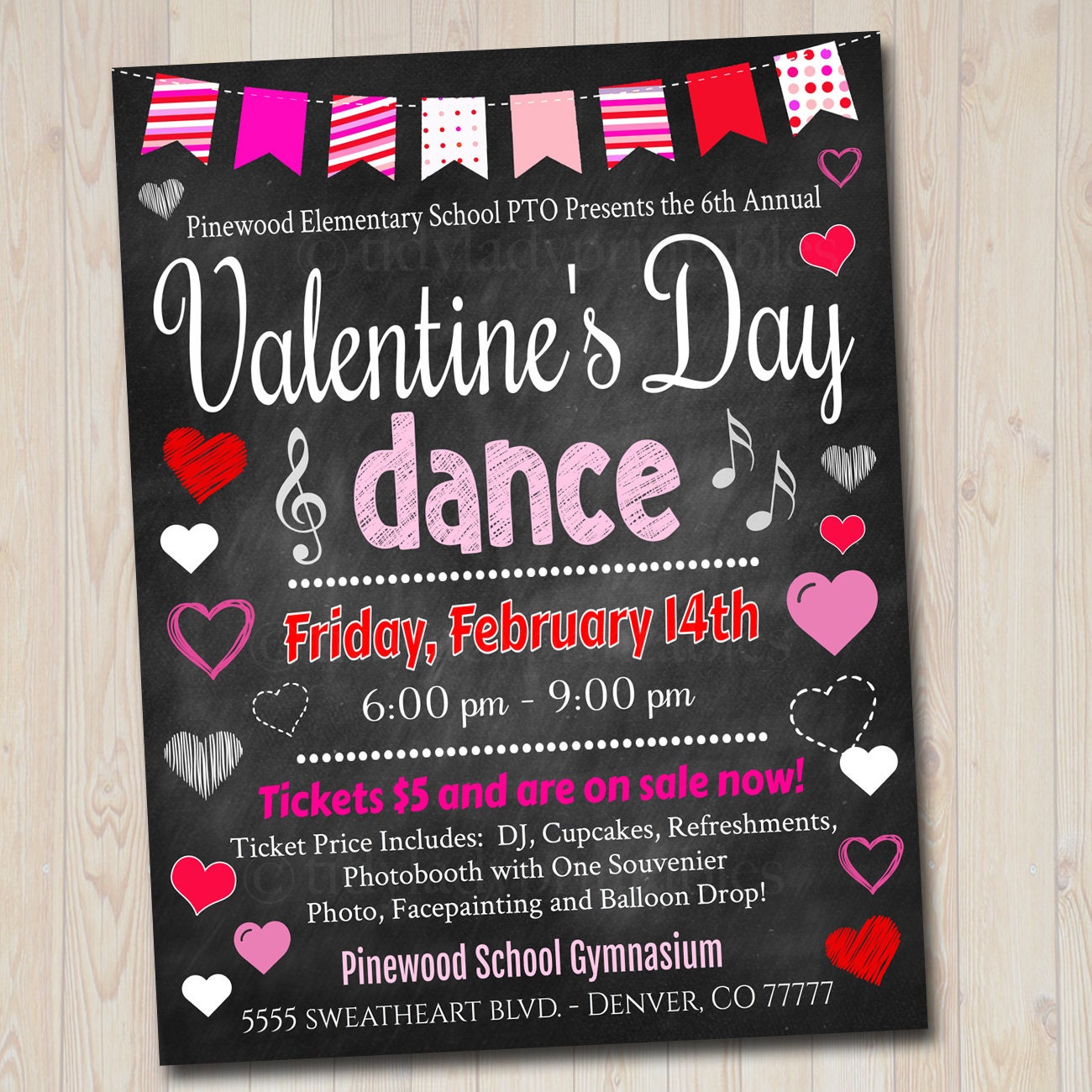 EDITABLE Valentine's Day Dance Set School Dance Flyer - Etsy