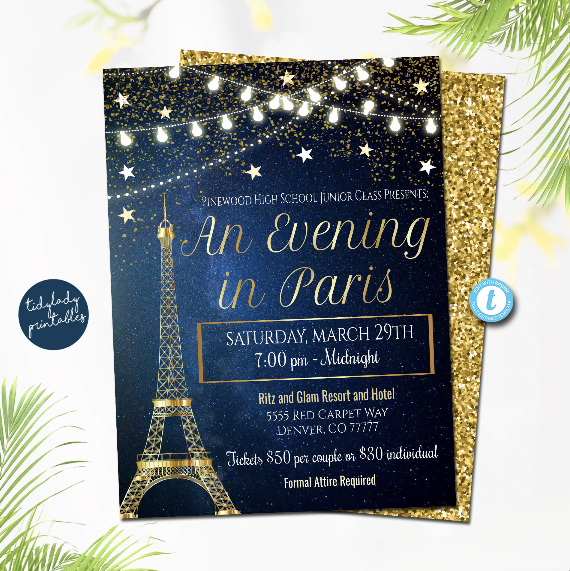 A Night In Paris Themed Invitation