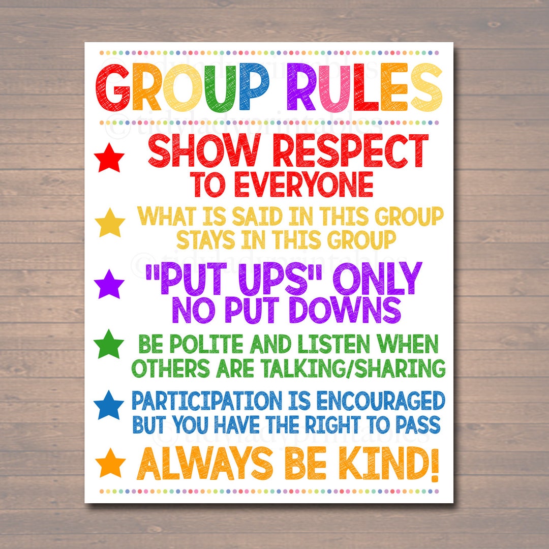 Counseling Group Rules Poster: Colorful Office Decor (digital Download ...