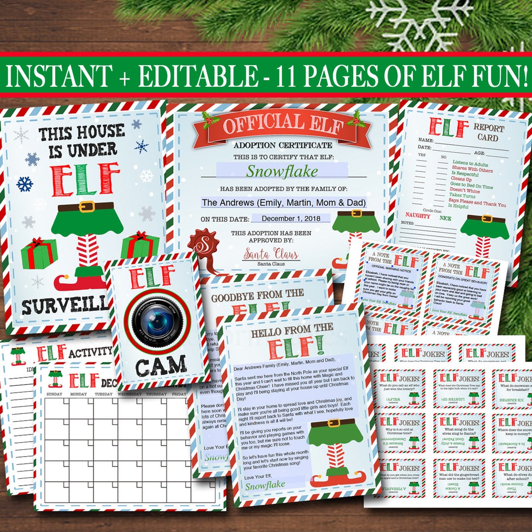 Elf Activity Kit Christmas Printables, Elf Adoption ,goodbye Elf ...
