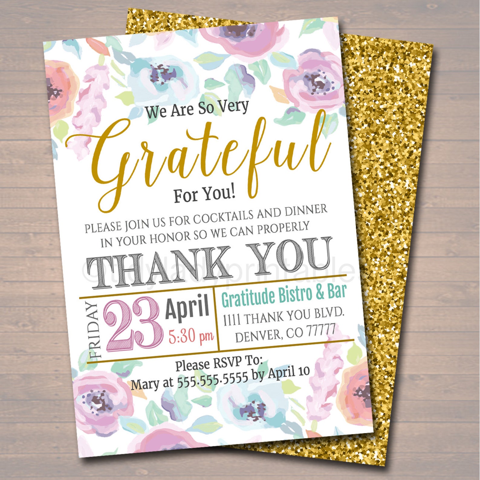 Editable Appreciation Invitation Grateful for You Teacher - Etsy
