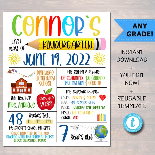 Last Day of Sixth Grade 2024, Printable End of School Chalkboard Sign ...