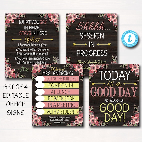 EDITABLE TEMPLATES Counseling Office Confidentiality Poster Office ...