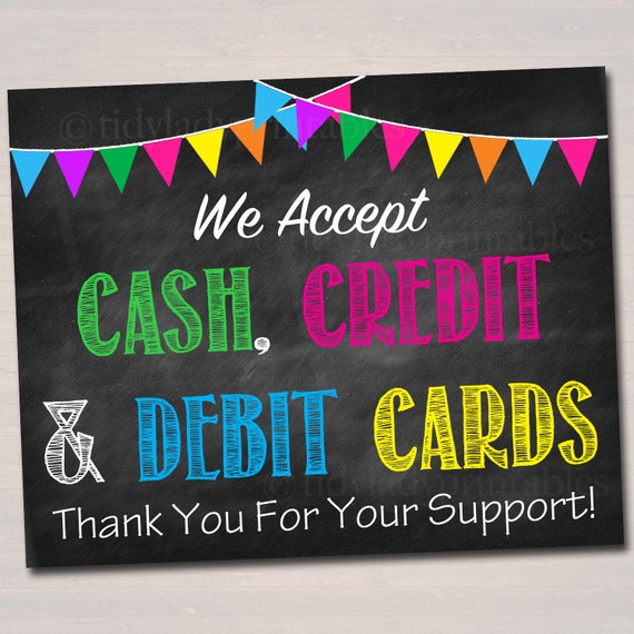 PRINTABLE Credit Card Sign, Fundraising Booth, Bake Sale, Cookie Booth ...