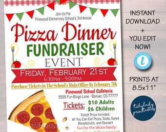 EDITABLE Pizza Fundraiser Flyer; Instant Download, School Church ...