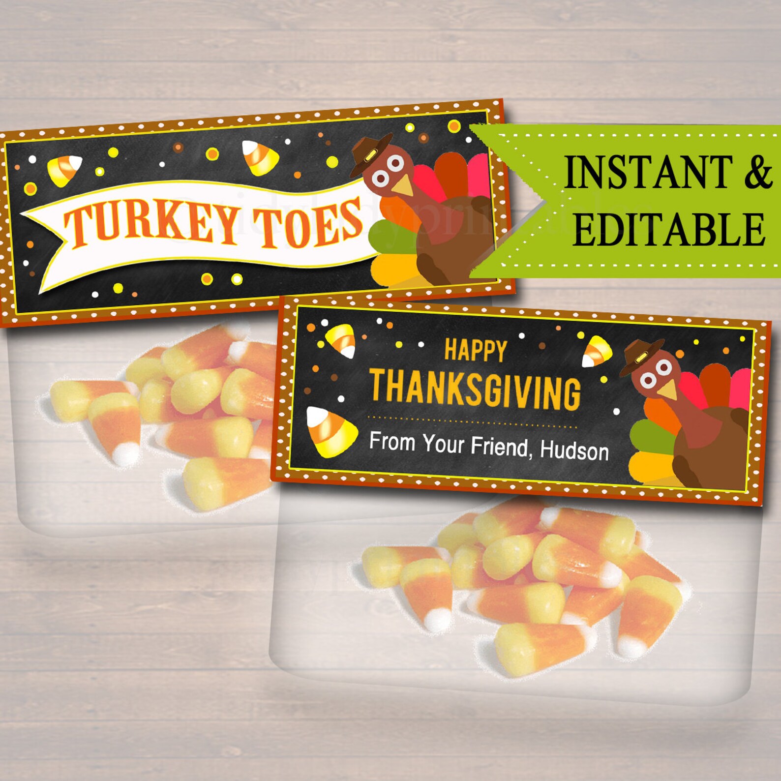 EDITABLE Thanksgiving Treat Bag Toppers Thanksgiving Favor | Etsy