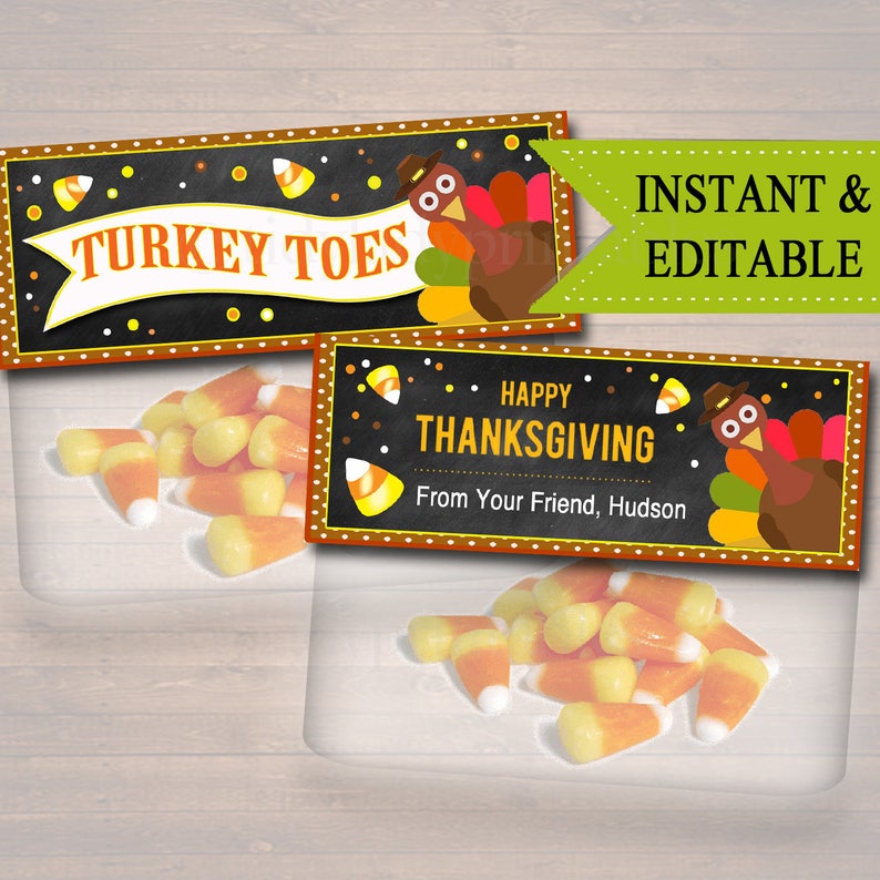 EDITABLE Thanksgiving Treat Bag Toppers Thanksgiving Favor - Etsy