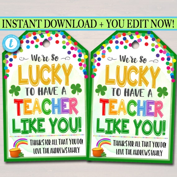 St. Patricks Day Gift Tags, Lucky to Have You, Candy Cereal Gift Tags ...