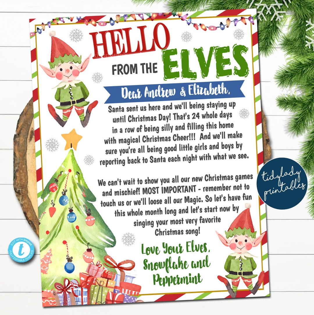 Elf Arrival Letter, Hello From the Elf Letter for Kids, Christmas We're ...