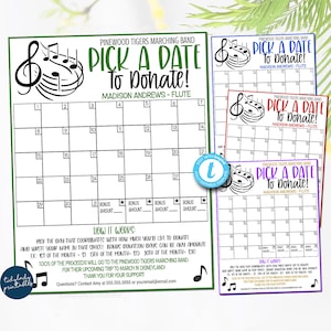 EDITABLE Music Pick a Date to Donate Printable, Marching Band ...