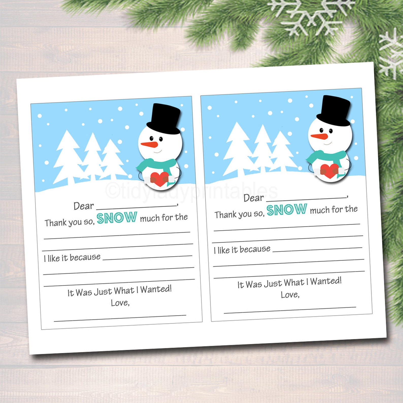 Kid's Christmas Thank You Cards INSTANT DOWNLOAD - Etsy