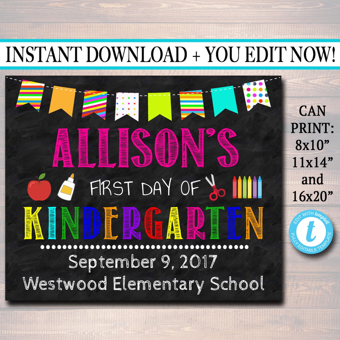 EDITABLE Last Day of School Photo Prop Kindergarten Preschool - Etsy