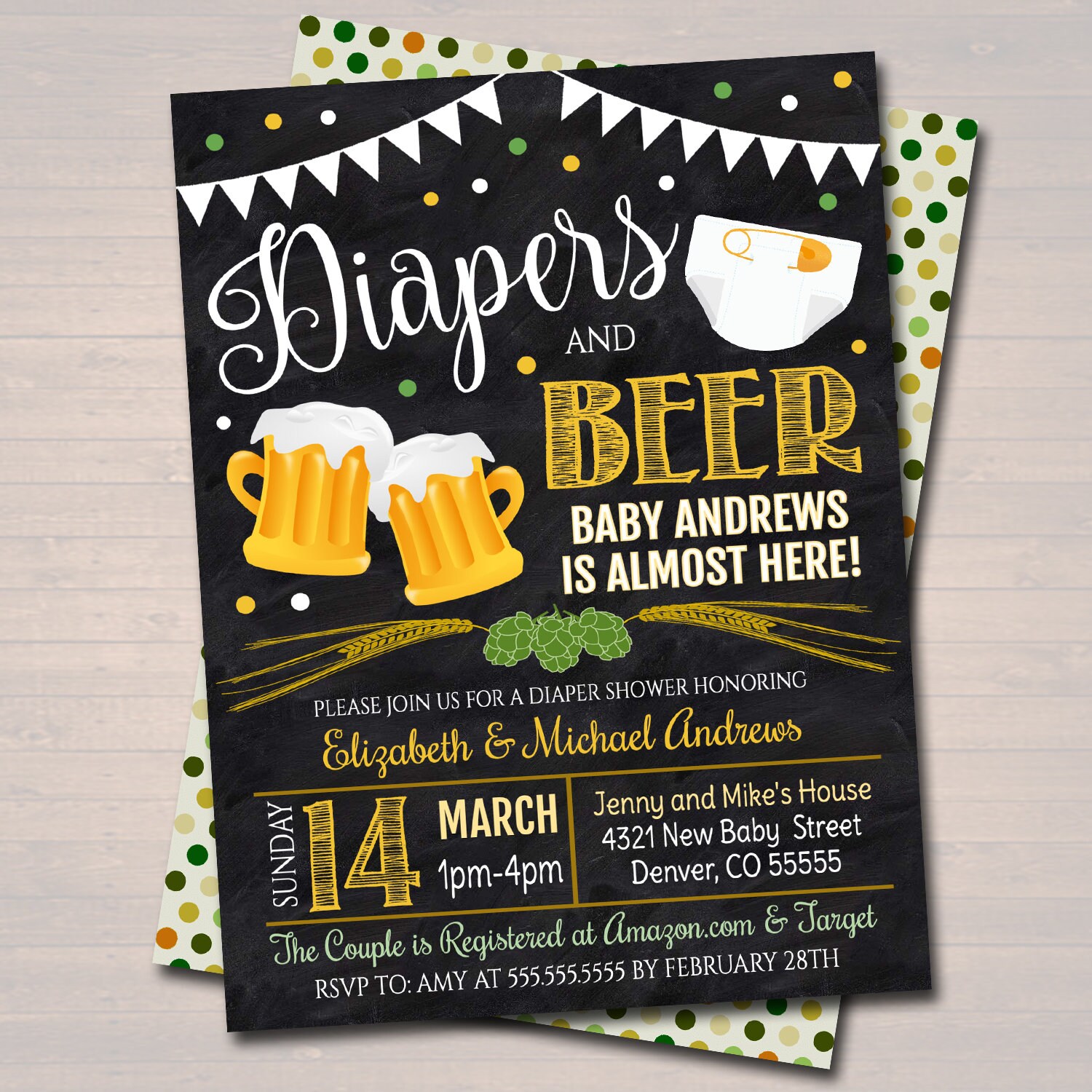 Diapers and Beer Baby Shower Invitation: Editable Keg Party (digital ...