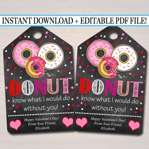 EDITABLE Donut Appreciation Gift Tags Staff Teacher Volunteer - Etsy
