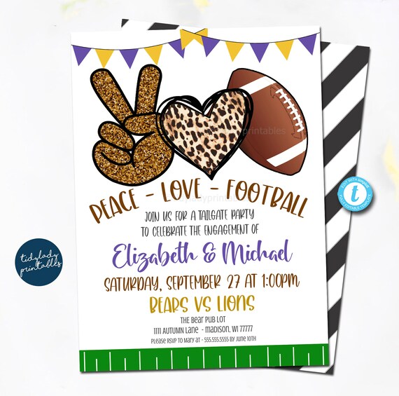 Football Engagement Invitation, Touchdown Party Coed Couples Tailgate ...