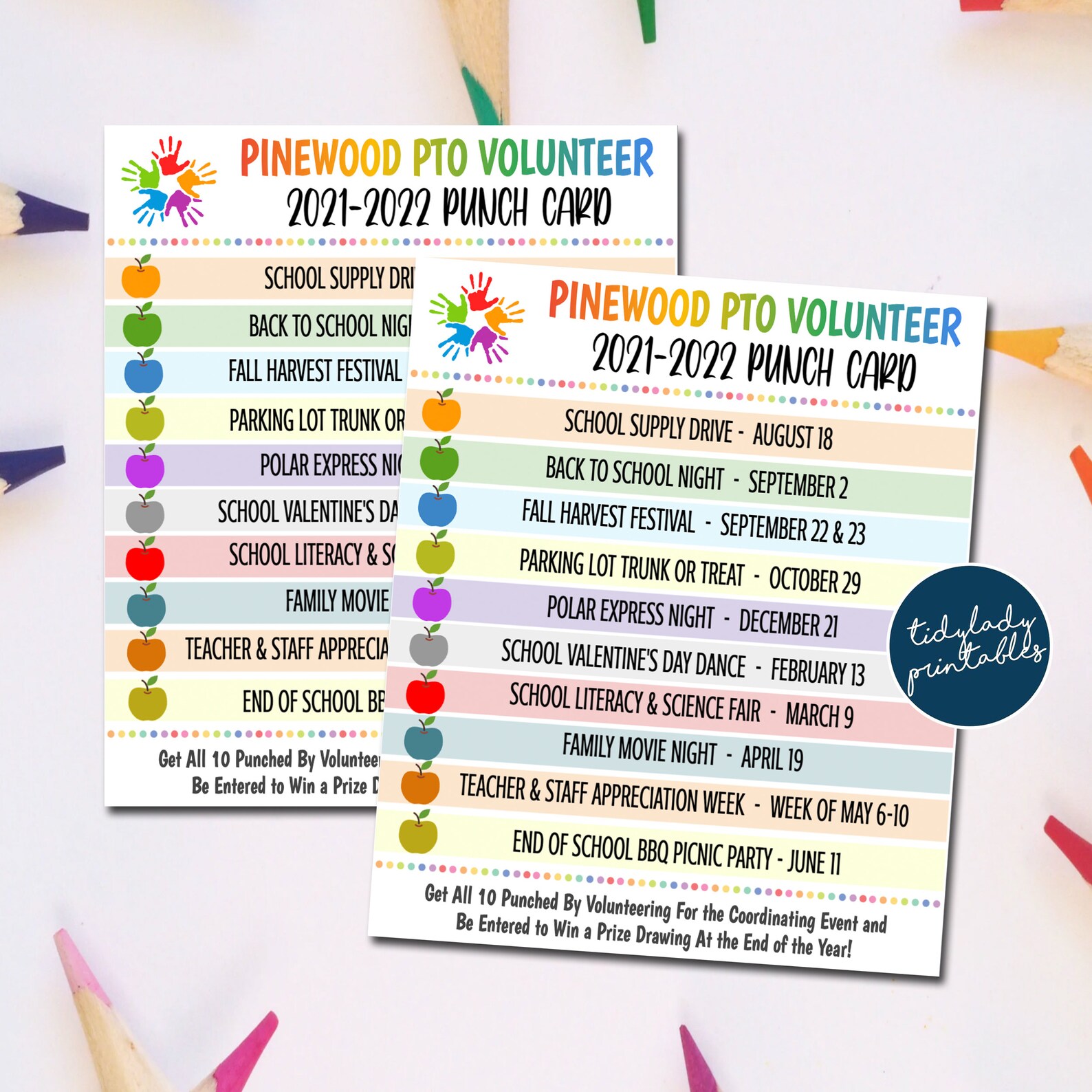 Editable PTO Volunteer Punch Card Template (digital Download) - Etsy