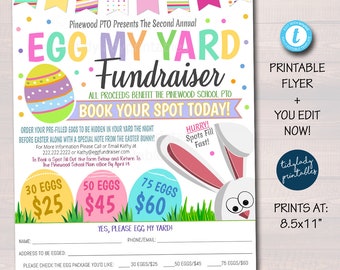 Egg My Yard Fundraiser Flyer, Printable Invite Easter Egg Hunt, School ...