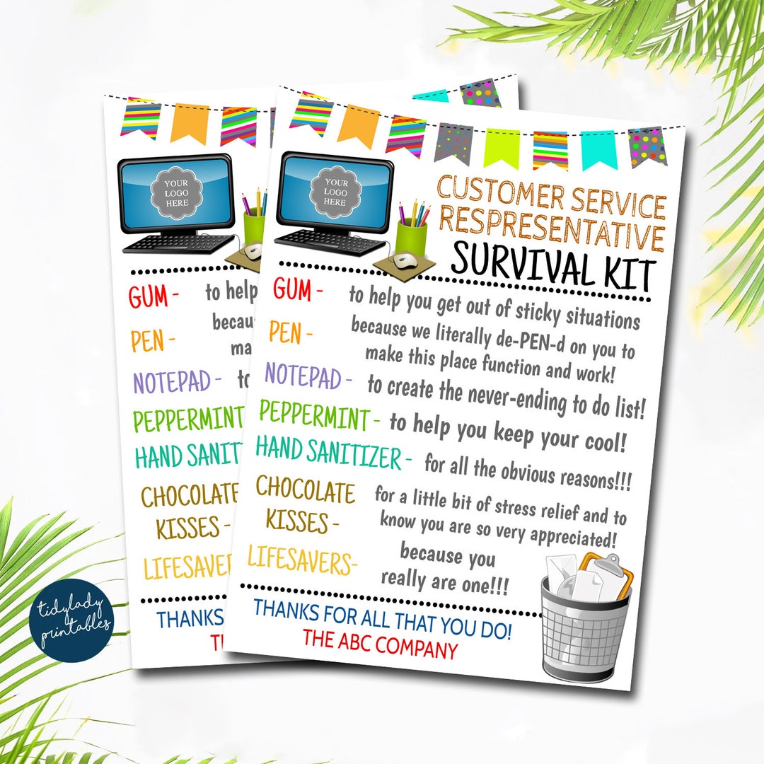 Customer Service Representative Survival Kit Gift Tags, Employee Staff ...