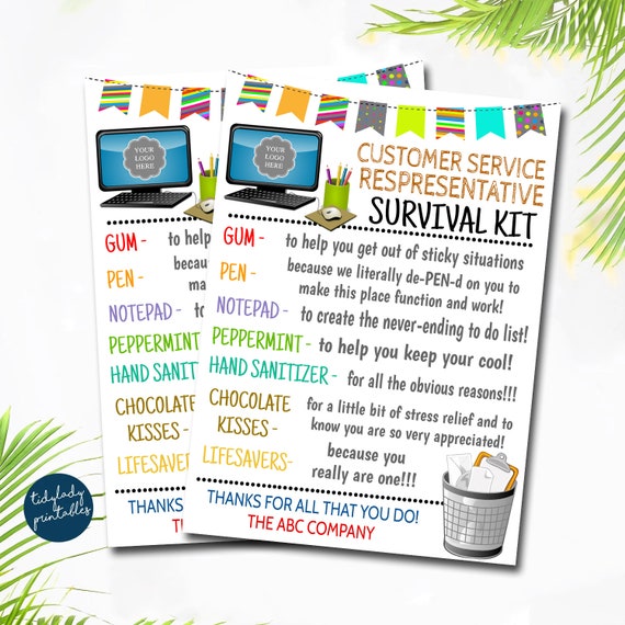 Customer Service Representative Survival Kit Gift Tags, Employee Staff ...