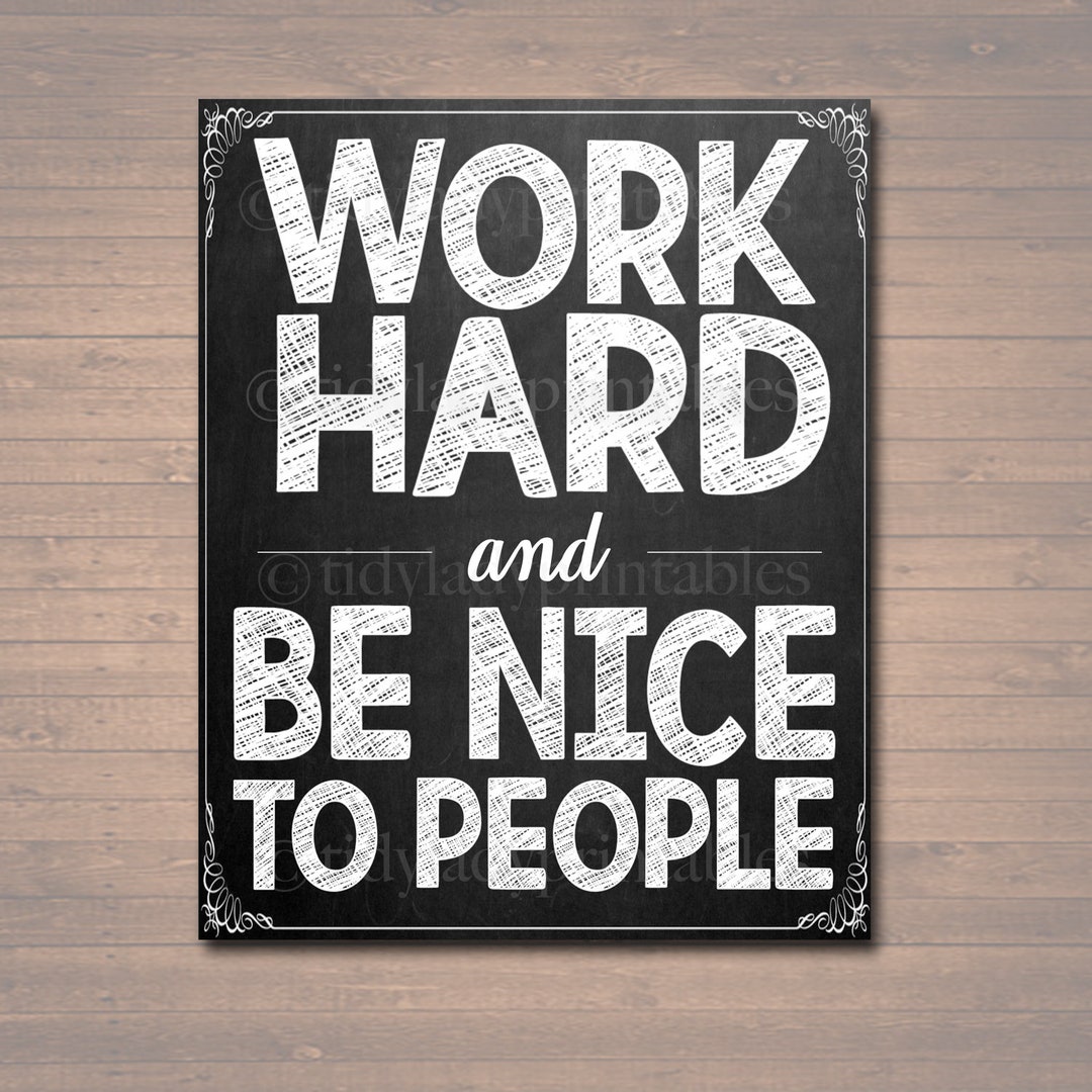 Classroom Rules Poster: Work Hard, Be Nice (instant Download) - Etsy