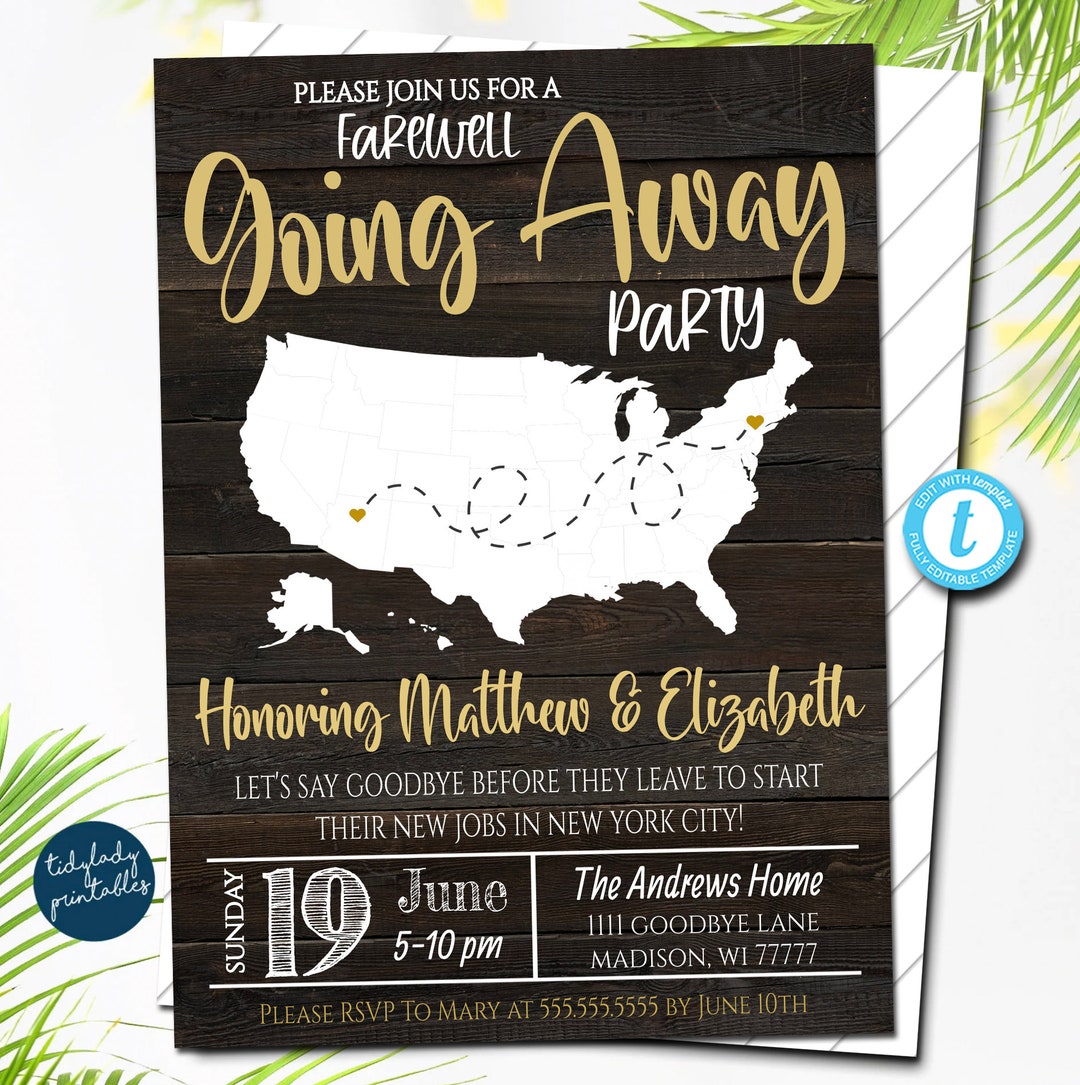Map Farewell Party Invitation Template: Editable DIY Invite (digital ...