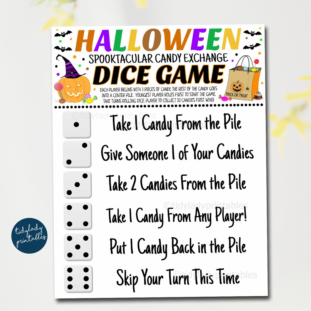Printable Halloween Candy Exchange Dice Game (instant Download) - Etsy