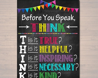 Before You Speak Think Classroom Wood Sign - Etsy