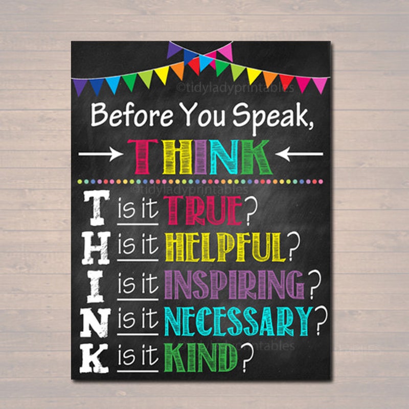 Think Before You Speak Poster - Etsy