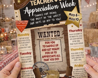 Western Themed Teacher Appreciation Week Itinerary Poster, Wild West ...