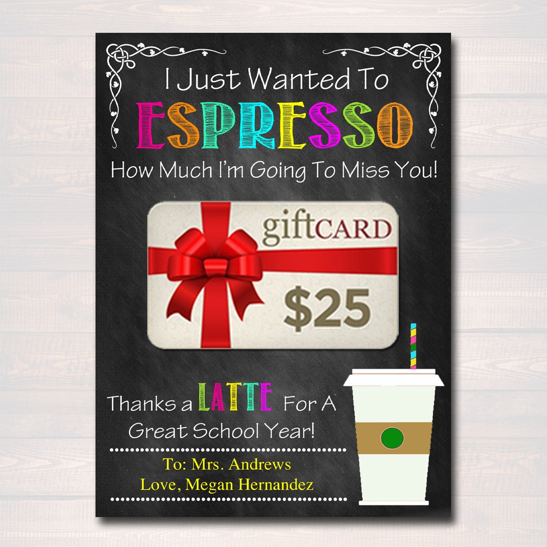 Editable Coffee Gift Card Holder: Teacher Appreciation (instant ...