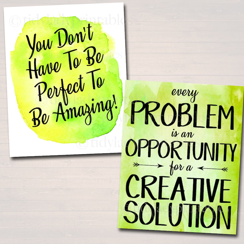 Inspirational Watercolor Posters: Green Classroom Decor (set of 12 ...