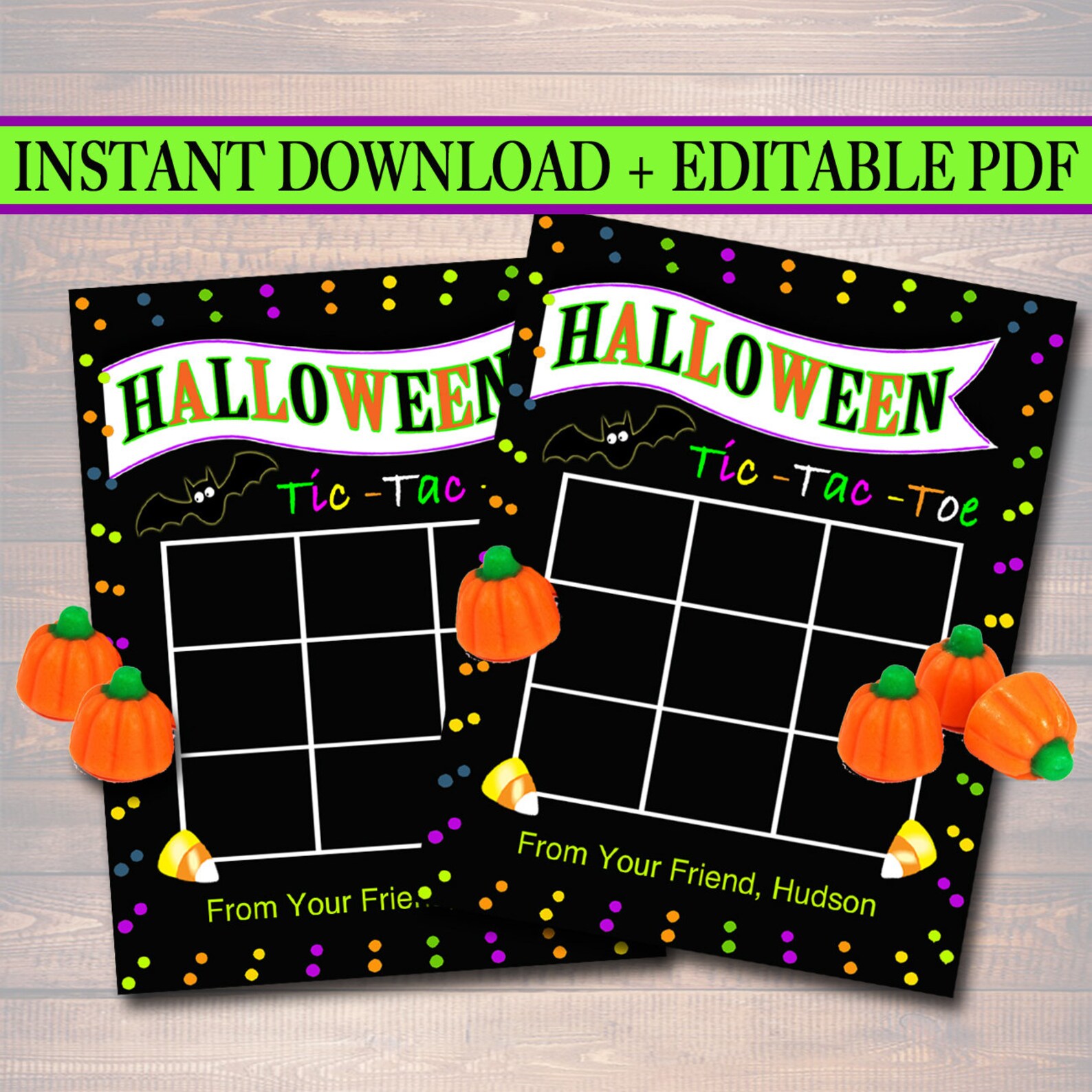 EDITABLE Tic Tac Toe Tags INSTANT DOWNLOAD Printable Kids - Etsy
