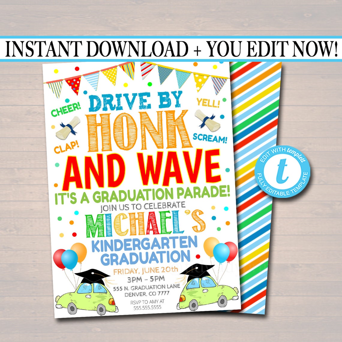 Drive by Graduation Parade Party Invitation Virtual Online - Etsy