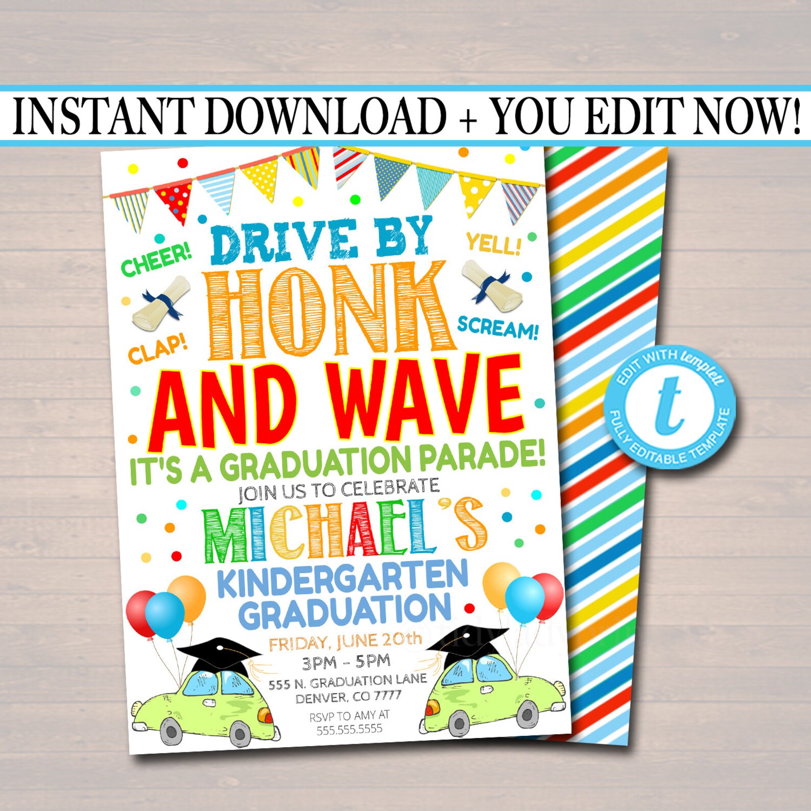 Drive by Graduation Parade Party Invitation Virtual Online - Etsy