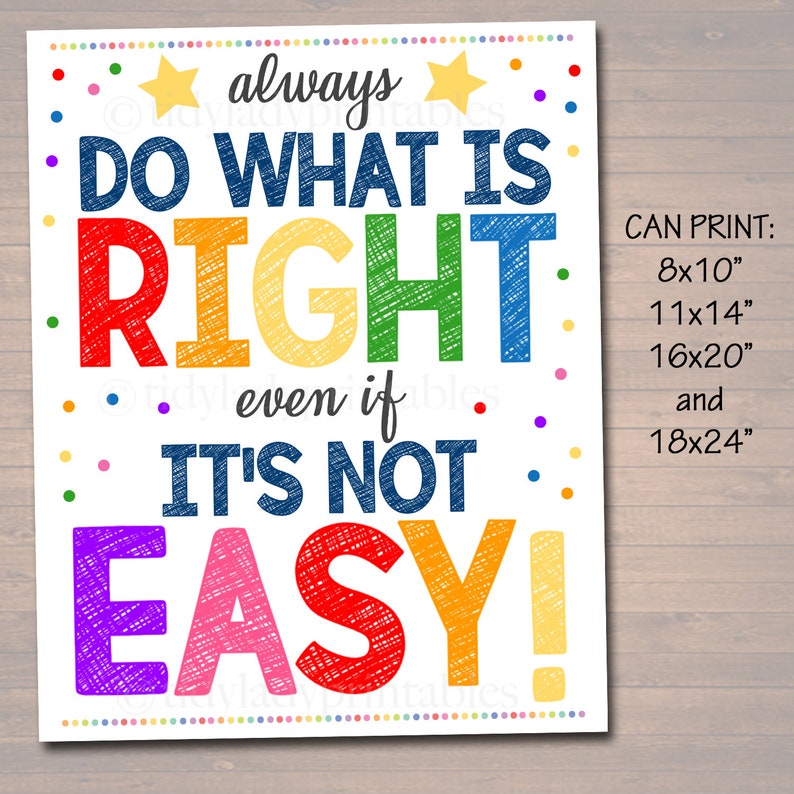 Motivational Classroom Poster: Do What is Right, School Counselor ...