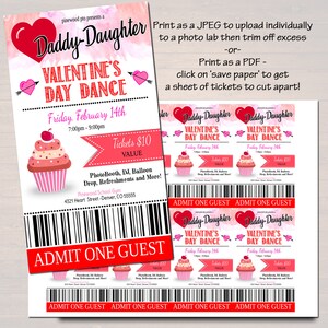 Daddy Daughter Sweetheart Valentine's Day Dance, School Dance Ticket ...